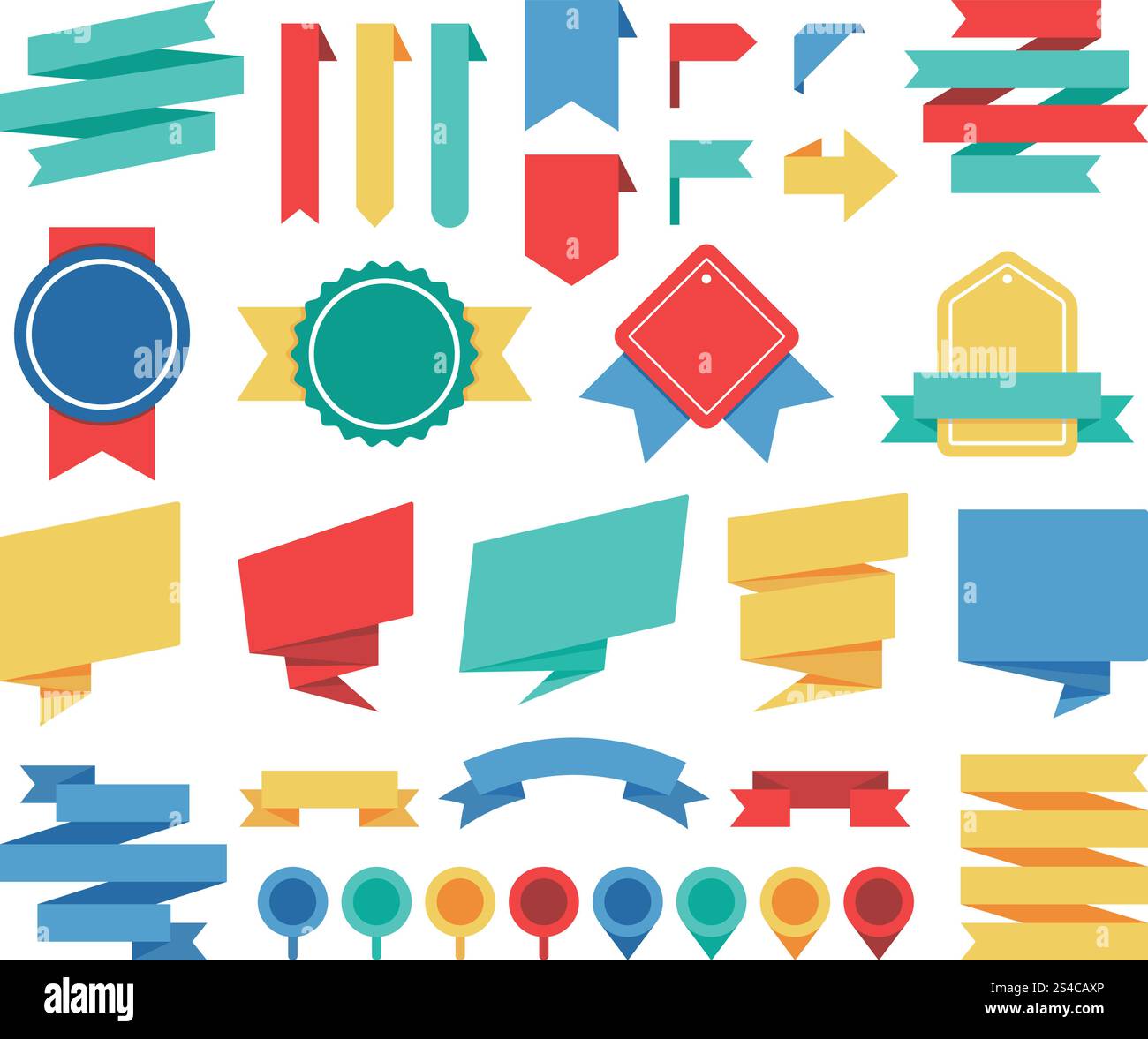 Vector ribbons and labels flat set. Vector ribbons and labels flat ...