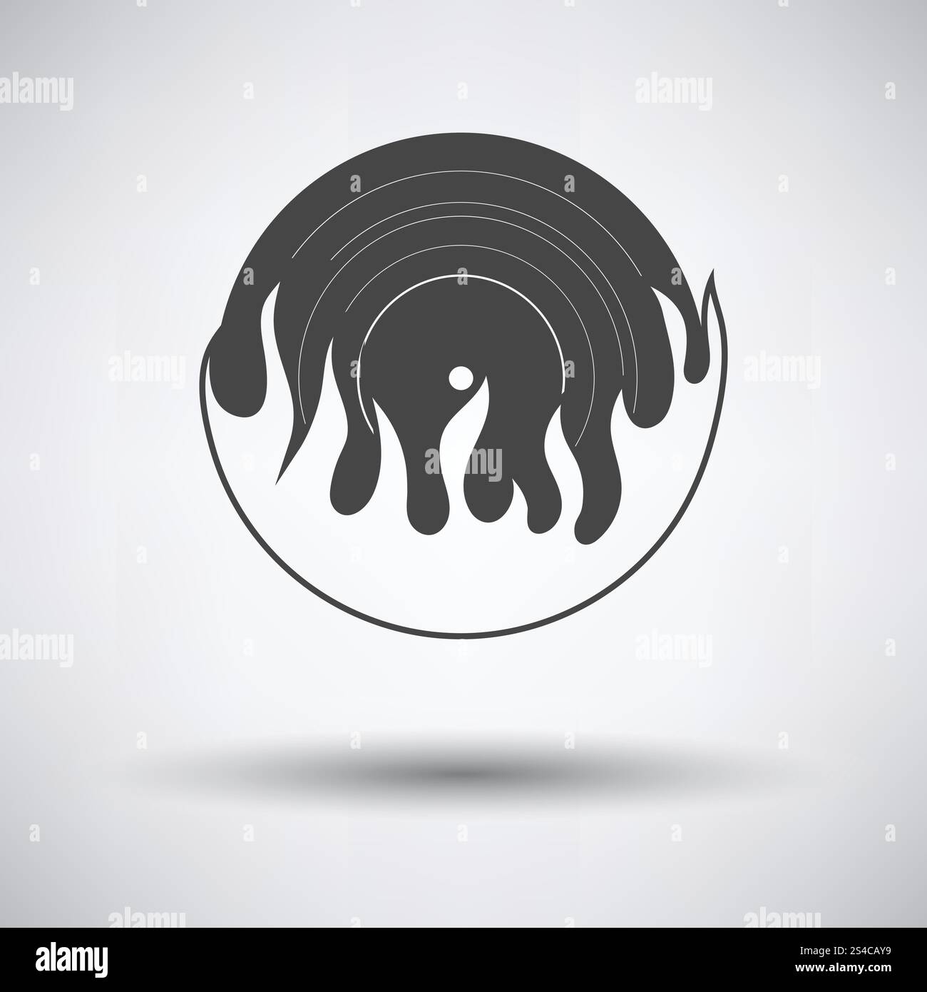 Flame vinyl icon. Flame vinyl icon on gray background, round shadow ...