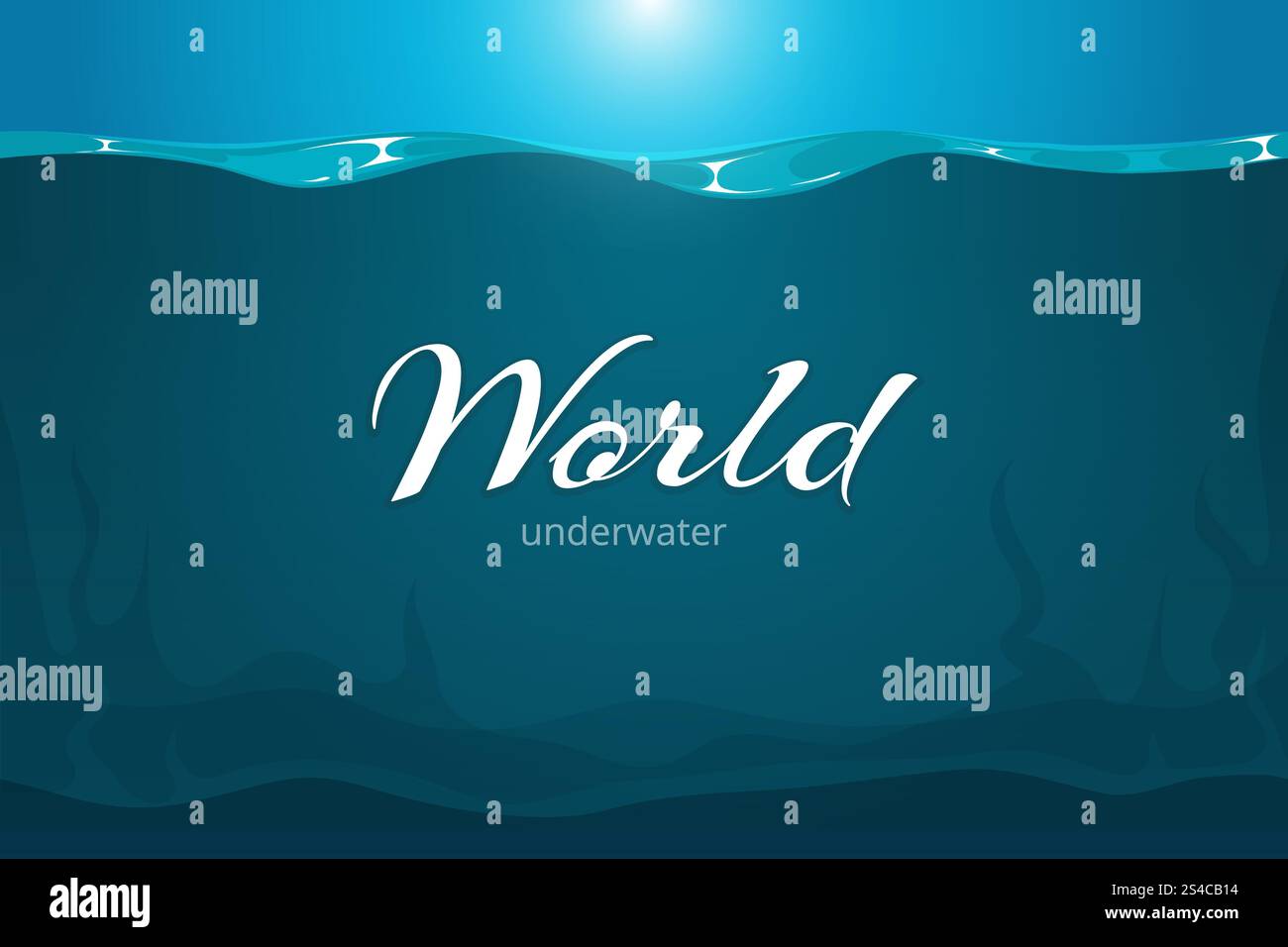 Underwater vector cartoon comic art background. Underwater vector ...