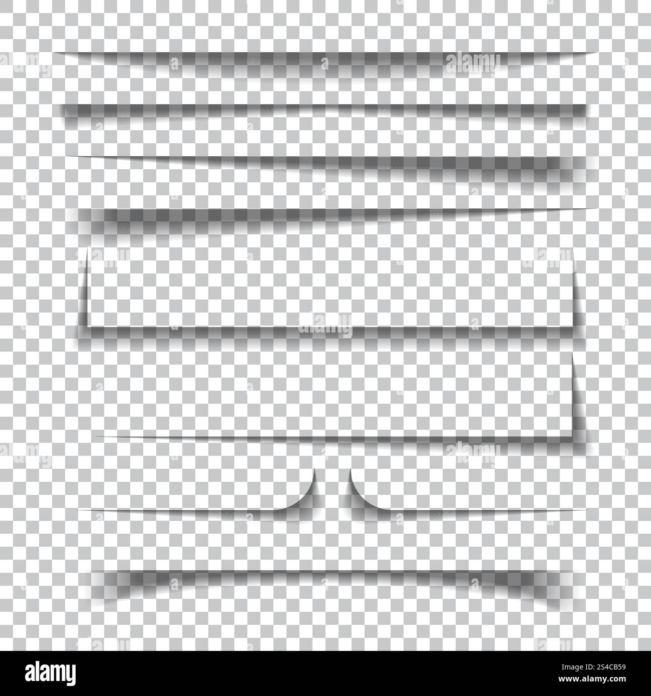 Paper shadow effects on transparent checkered background. Transparent ...