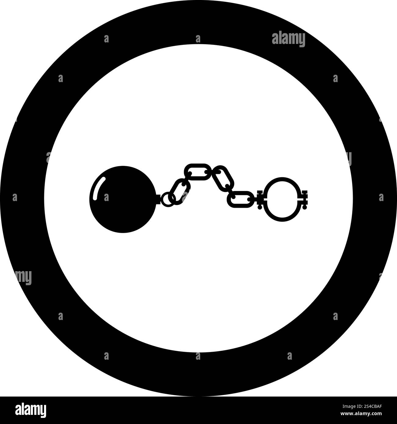 Shackles with ball icon black color in circle round vector illustration ...