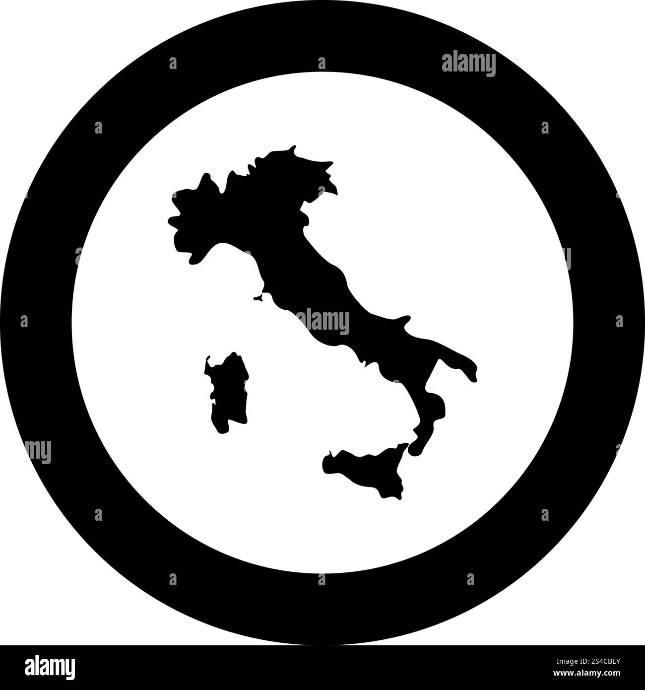 Map of Italy icon black color in circle round vector illustration Stock ...