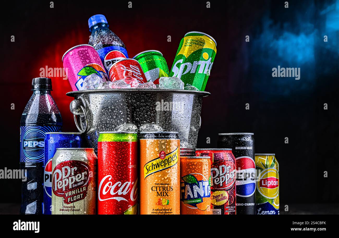 POZNAN, POL - OCT 31, 2024: Products of popular global soft drink ...