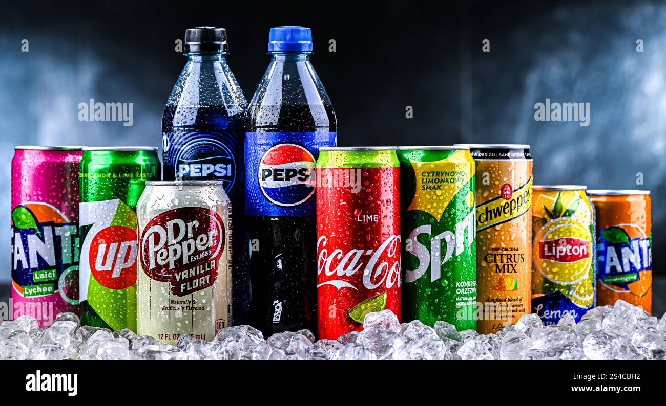 POZNAN, POL - OCT 31, 2024: Products of popular global soft drink ...