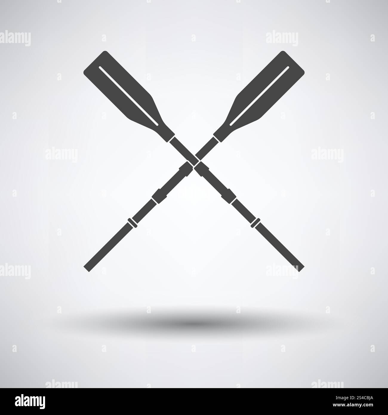 Icon of boat oars. Icon of boat oars on gray background, round shadow ...