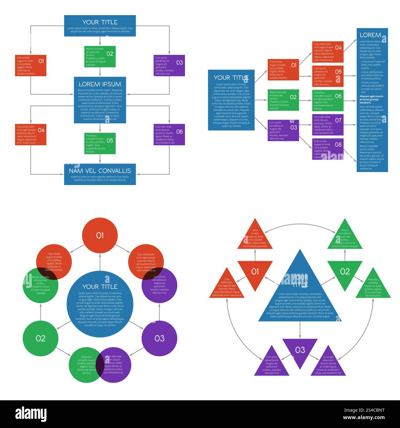 Flowchart diagrams vector set structured flowing charts hi-res stock ...