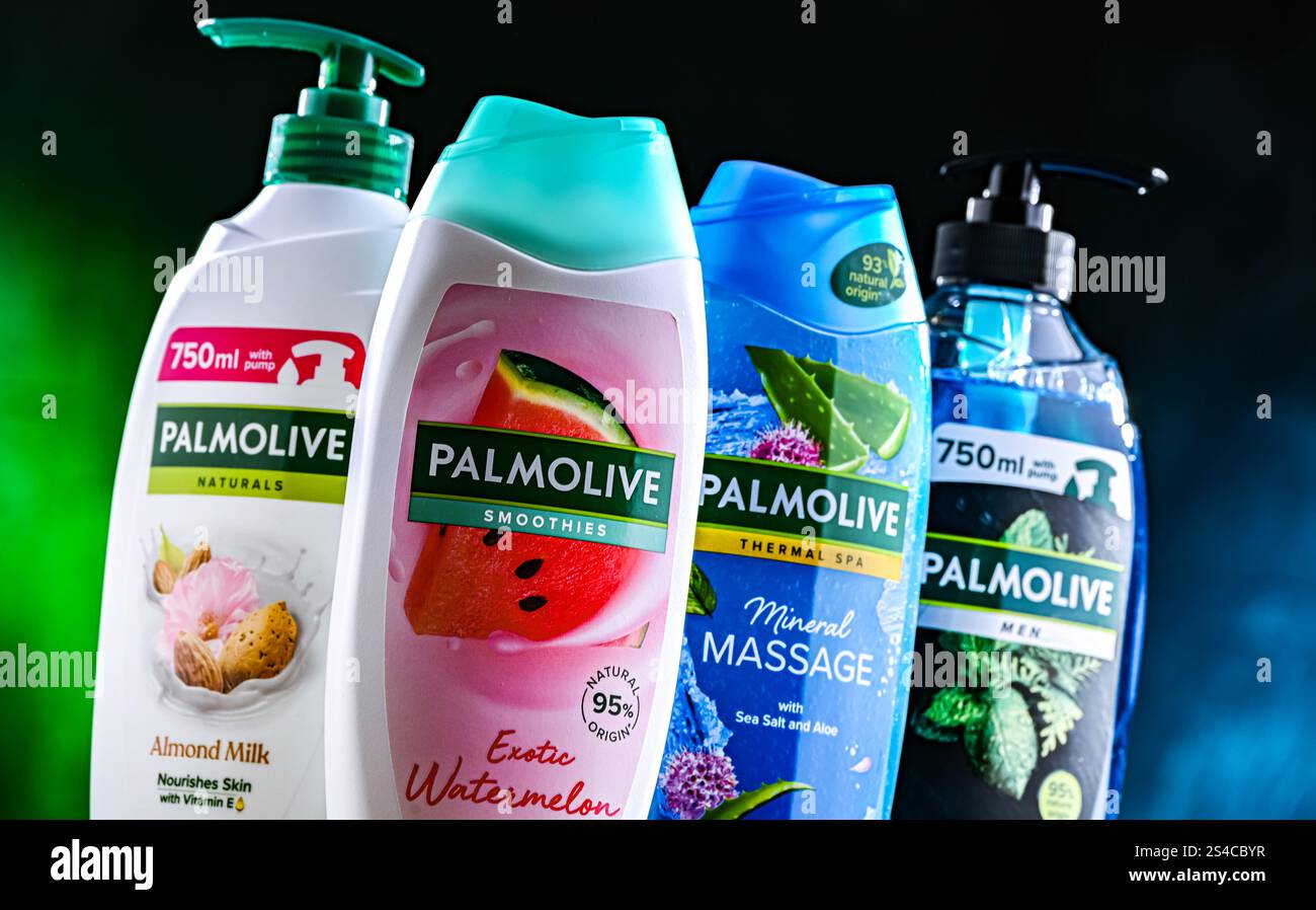 POZNAN, POL - NOV 21, 2024: Products of Palmolive, cosmetics trademark ...