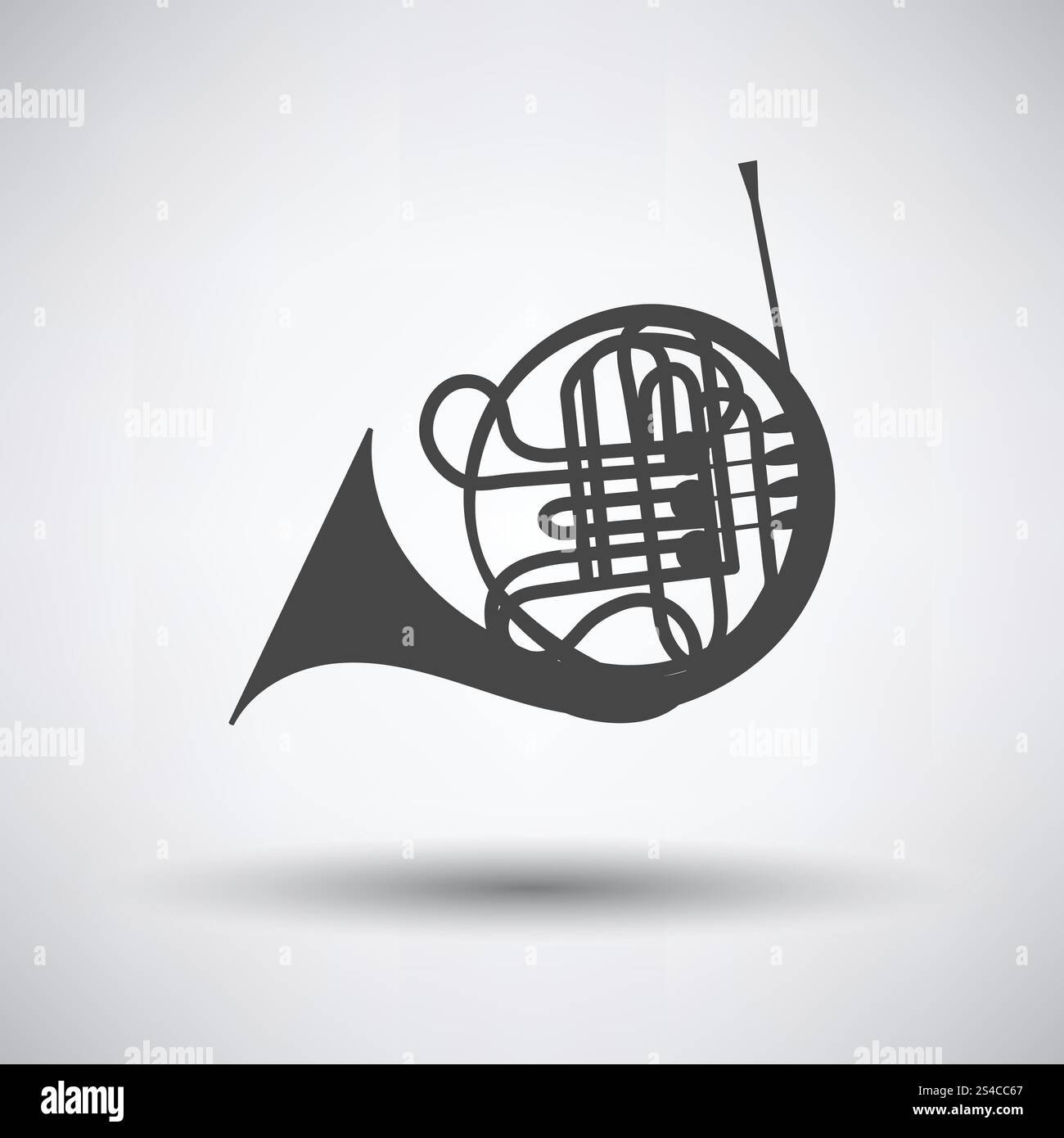 Horn icon. Horn icon on gray background, round shadow. Vector ...