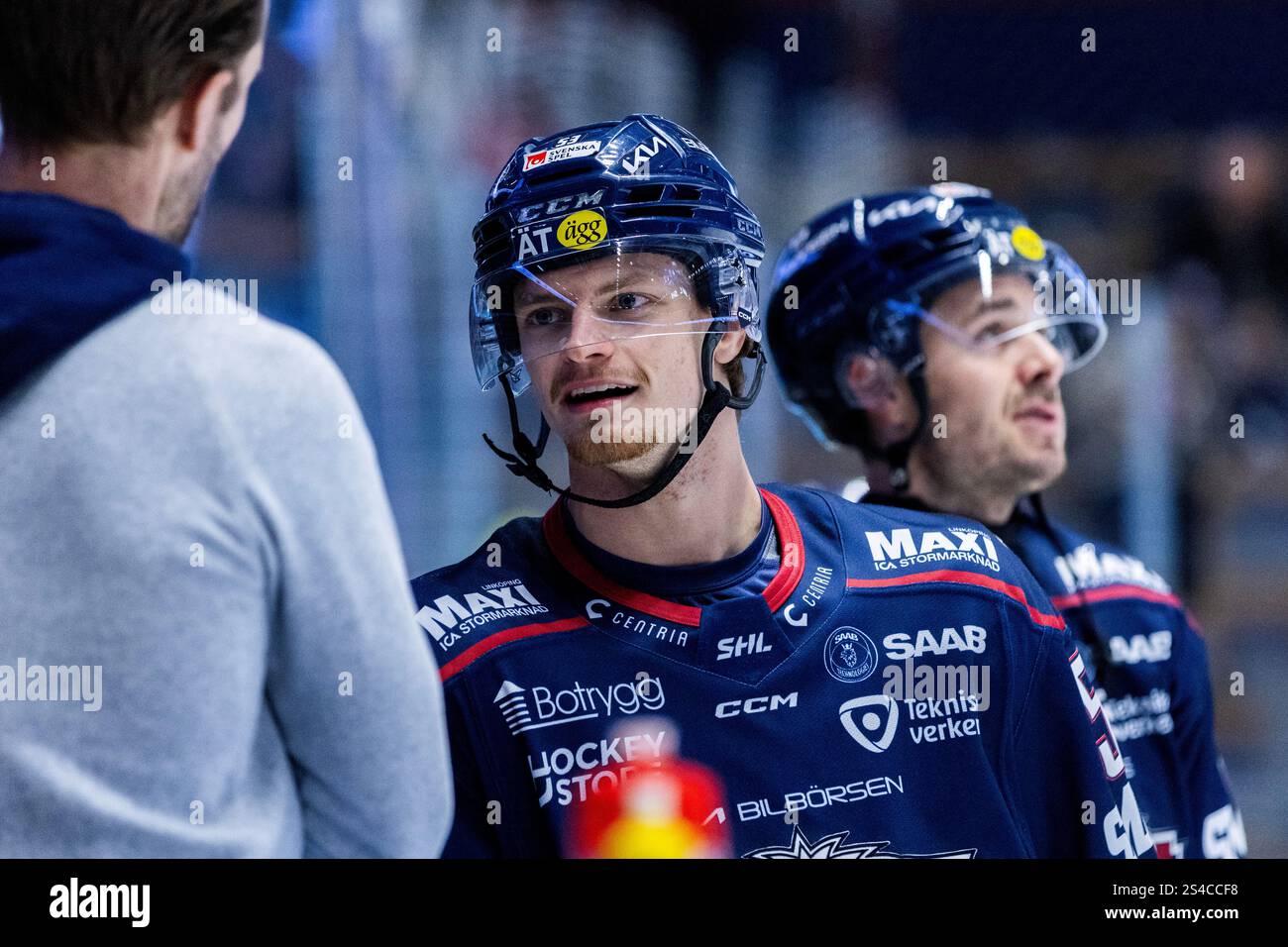 250111 Linköpings Adam Hofbauer inför ishockeymatchen i SHL mellan ...