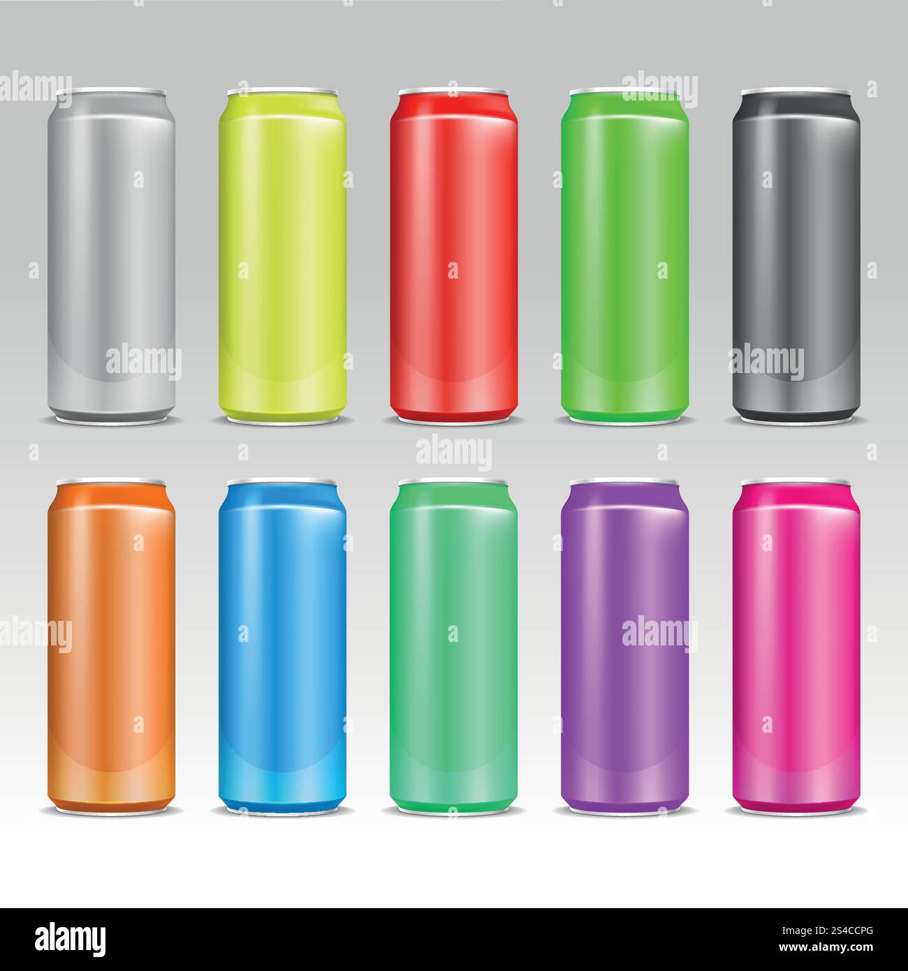 Aluminum realistic colored vector drink cans. Aluminum realistic ...