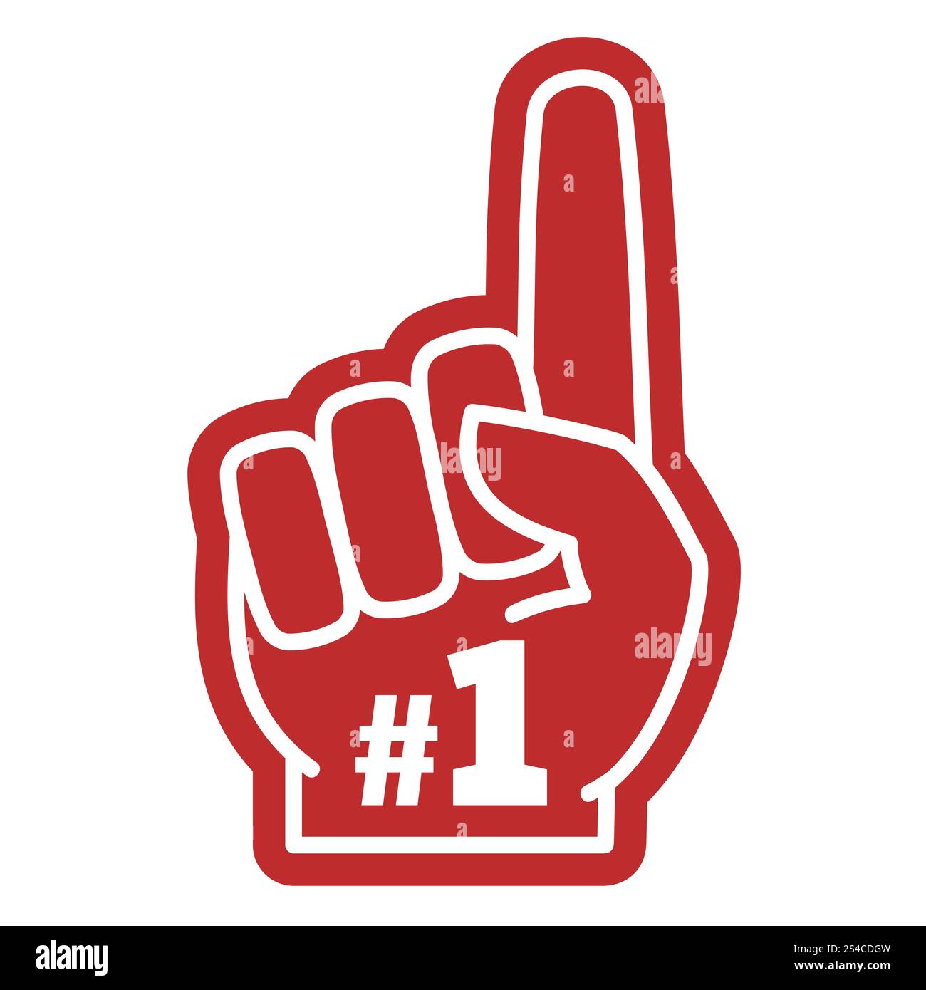 Number 1 one sports fan foam hand with raising forefinger vector icon ...