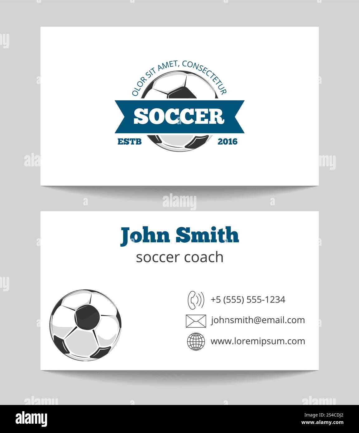 Soccer business card. Soccer business card both sides template. Sport ...