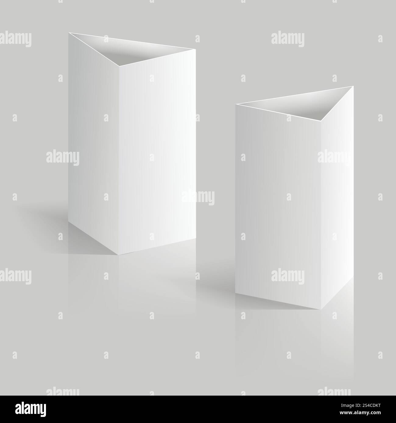 White blank table tent vertical triangle cards isolated on gray ...