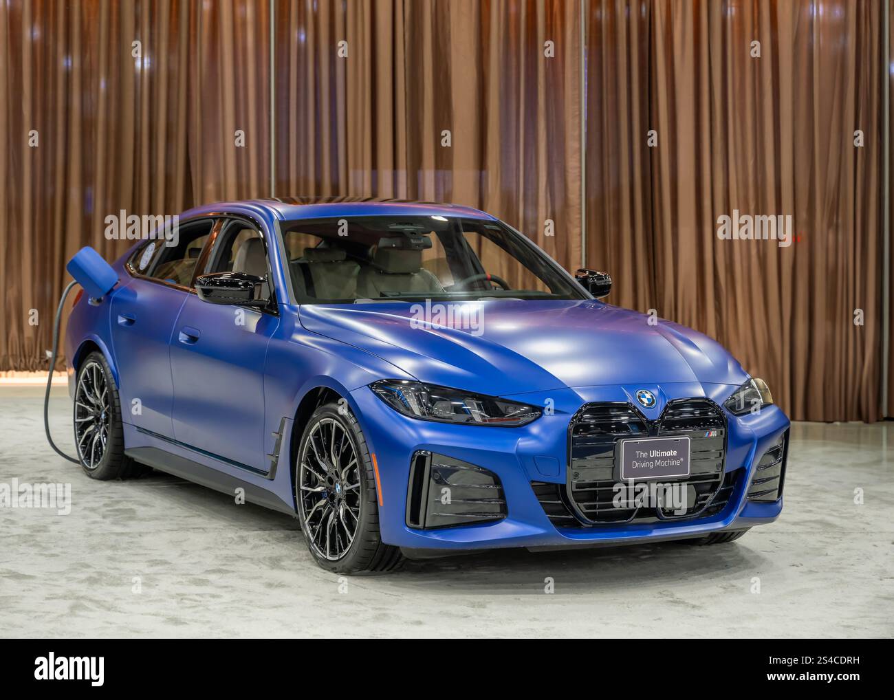 DETROIT, MI/USA - JANUARY 10, 2025: A 2025 BMW M50 i4 EV car (kidney ...