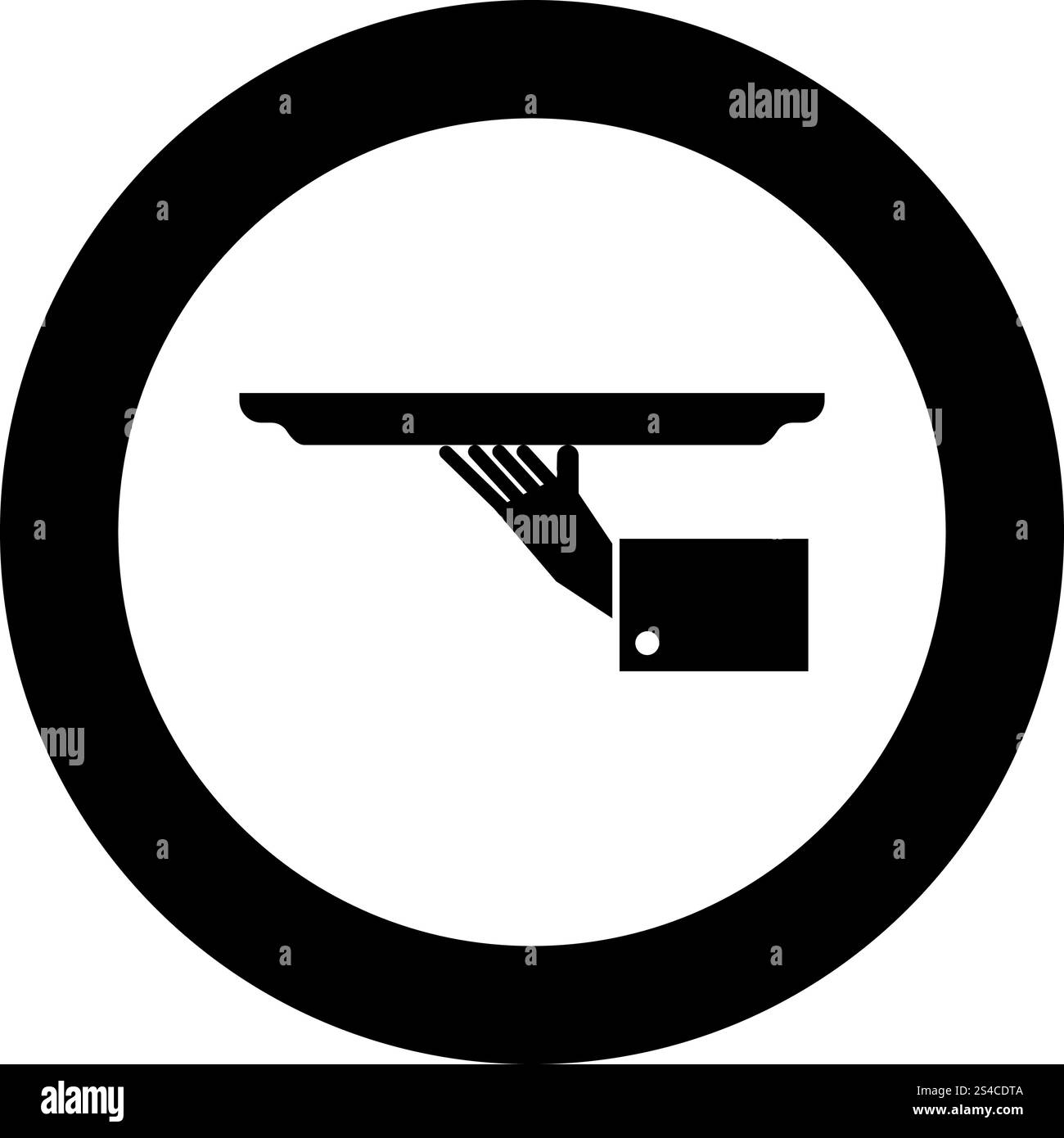 Hand with tray icon black color in circle round vector illustration ...