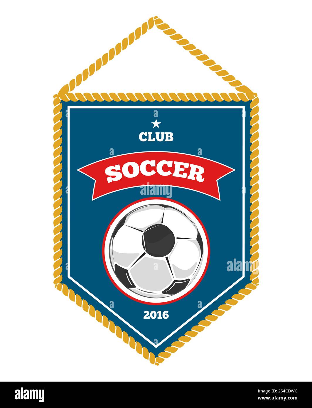 Blue soccer pennant isolated white. Blue soccer pennant isolated white ...