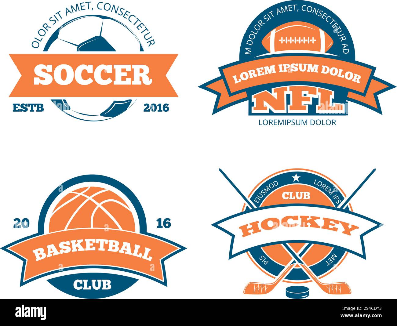 American football, basketball, soccer, hockey sports team vector labels ...