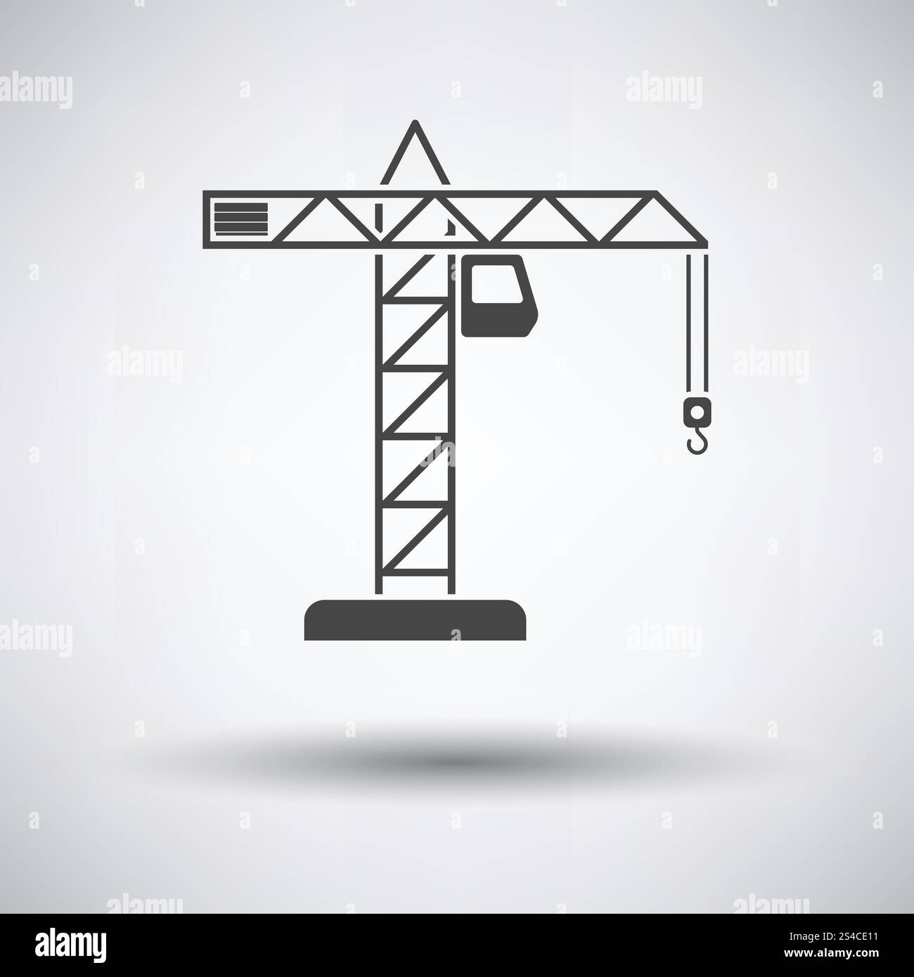 Icon of crane. Icon of crane on gray background, round shadow. Vector ...