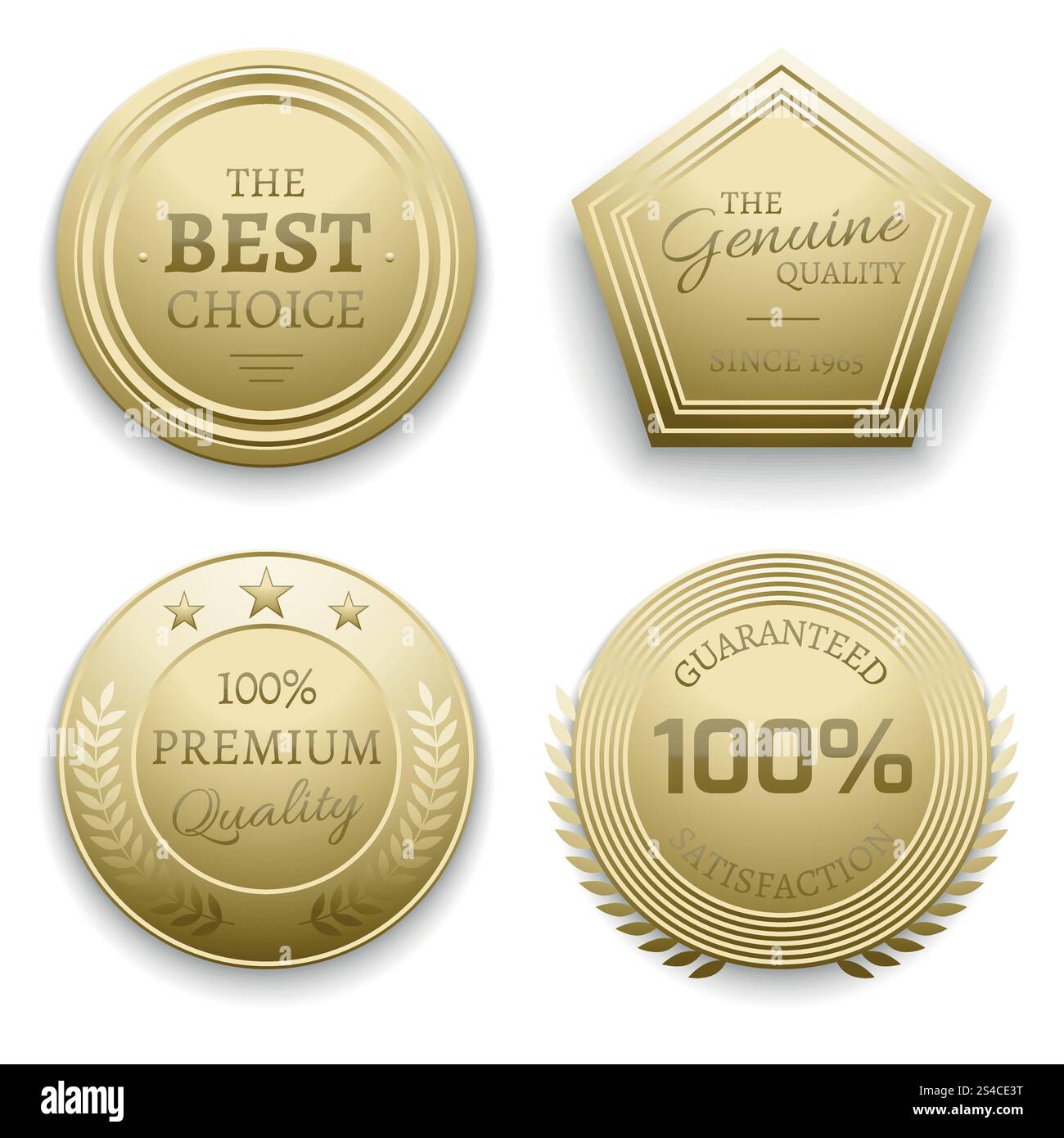 Polished gold metal badges vector illustration. Polished gold metal ...