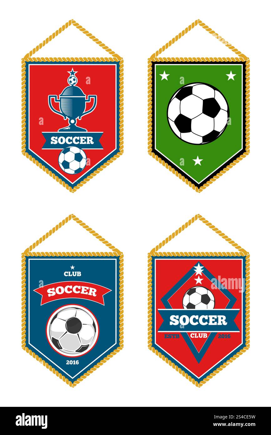 Soccer pennants set isolated white. Soccer pennants set isolated white ...