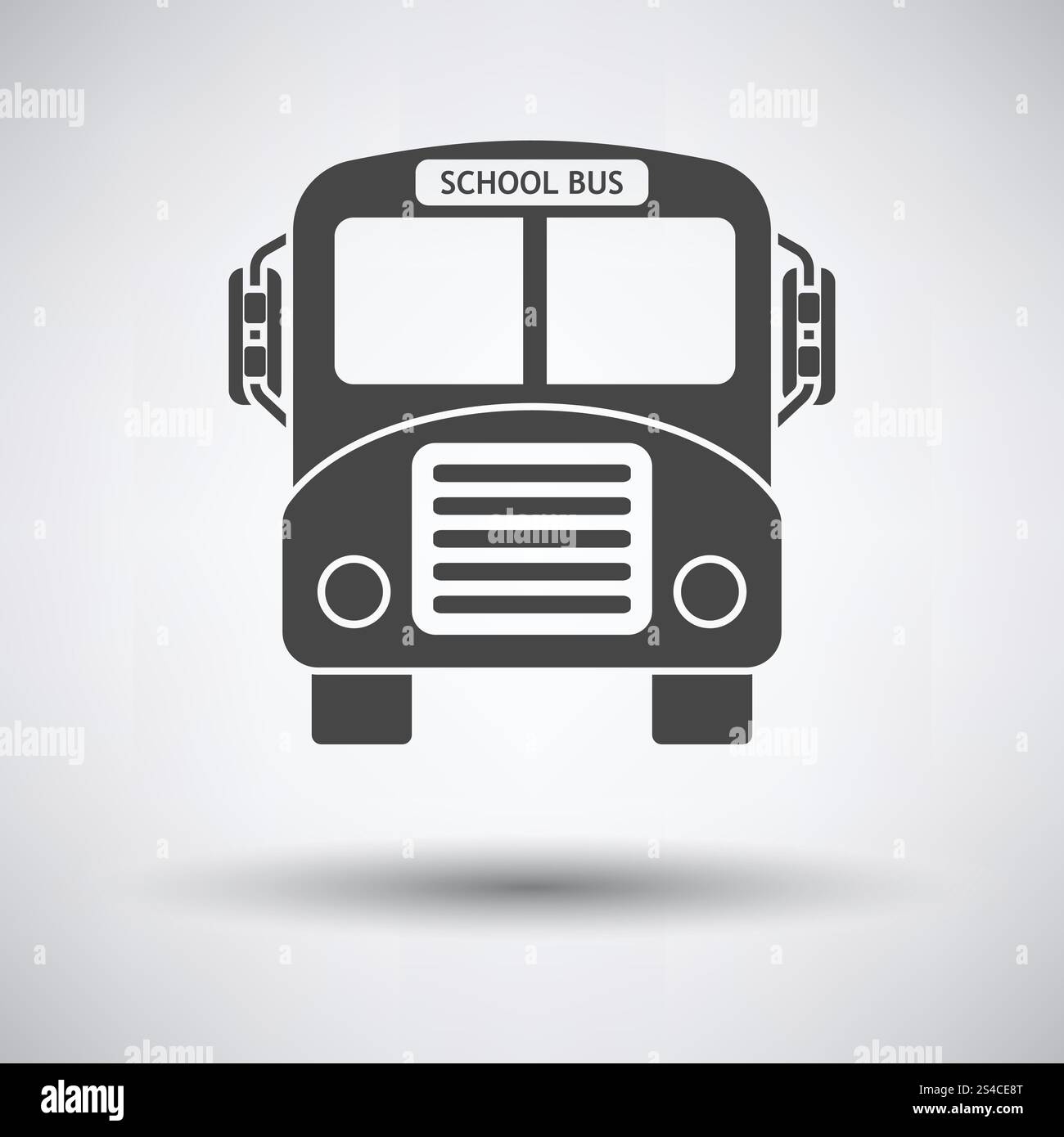 School bus icon. School bus icon on gray background, round shadow ...