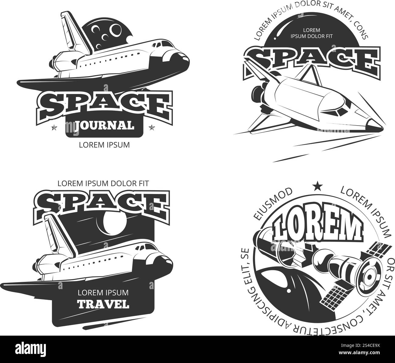 Cosmos, space astronaut badges, emblems and logos vector set. Cosmos ...