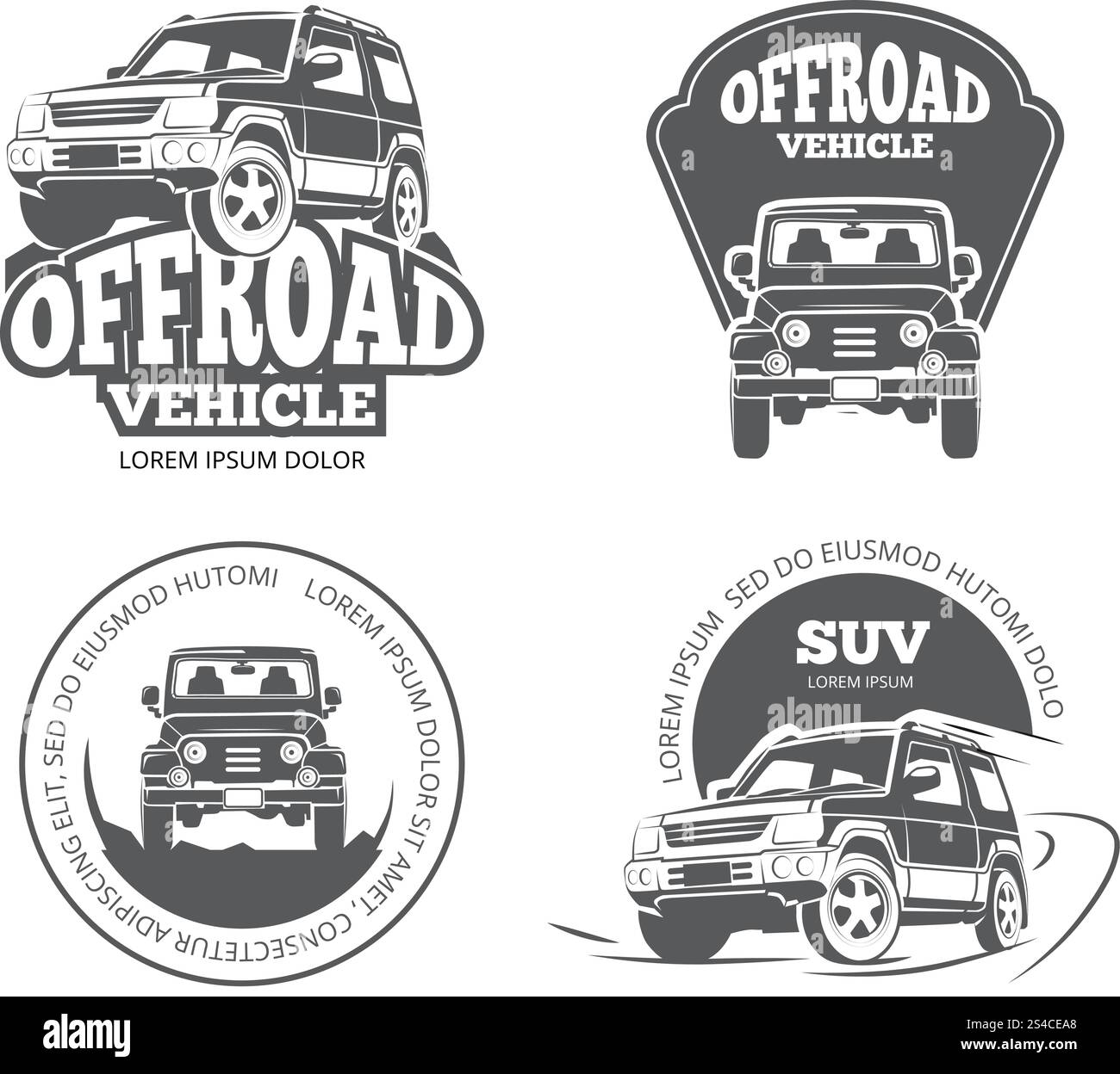 Suv pickup retro vector emblems, logos, badges and labels. Suv pickup ...