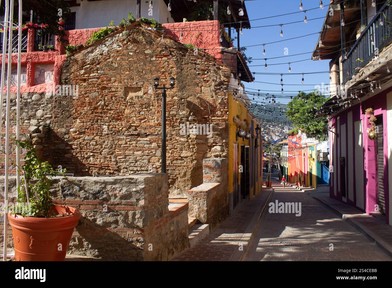 Traveling through La Guaira, Venezuela. Ruins of colonial houses in the ...