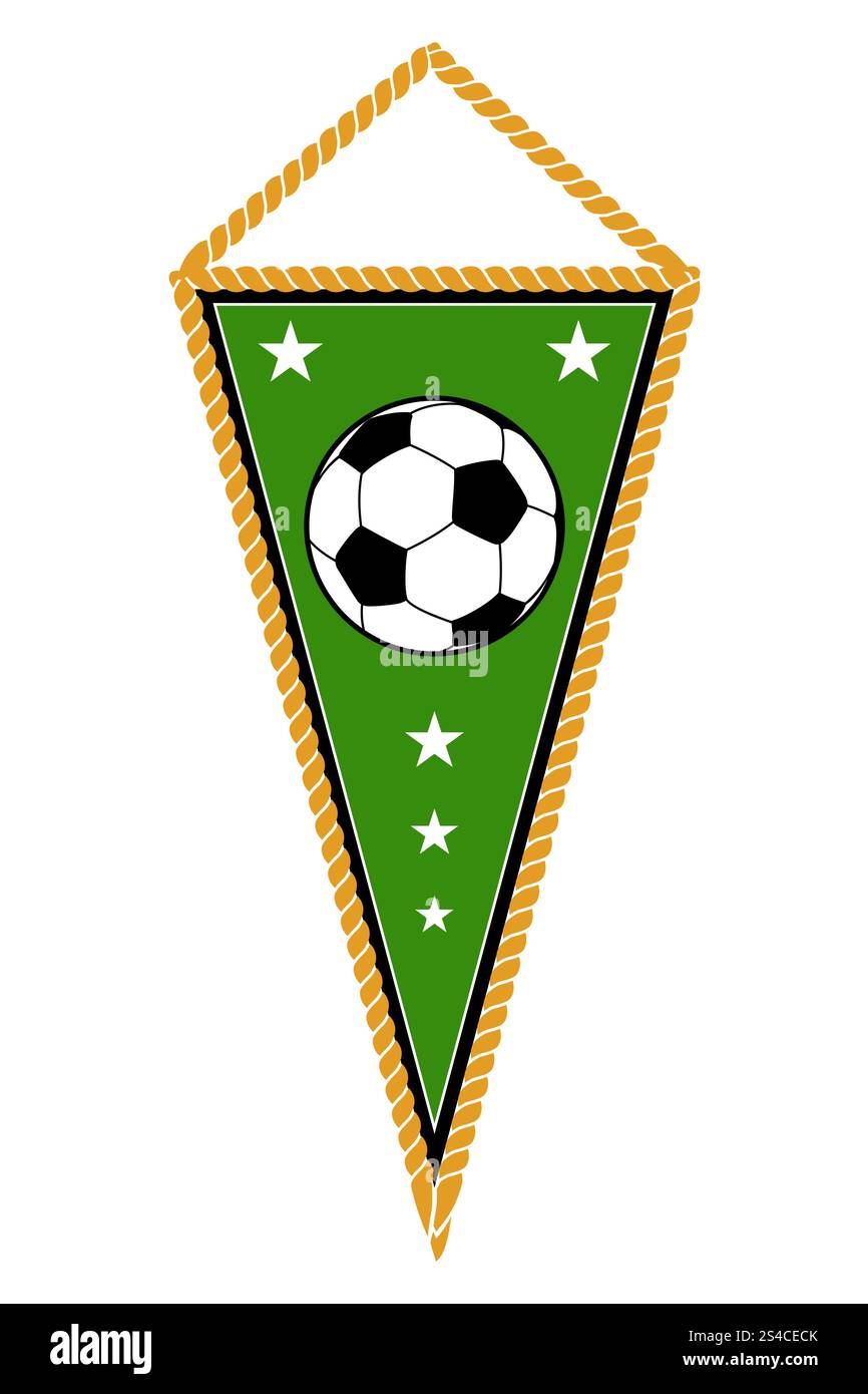 Green soccer pennant isolated white. Green soccer pennant isolated ...