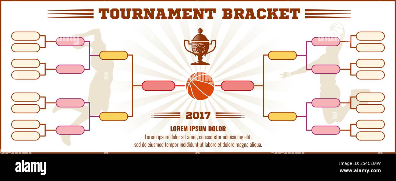 Basketball tournament bracket vector mockup. Basketball tournament ...