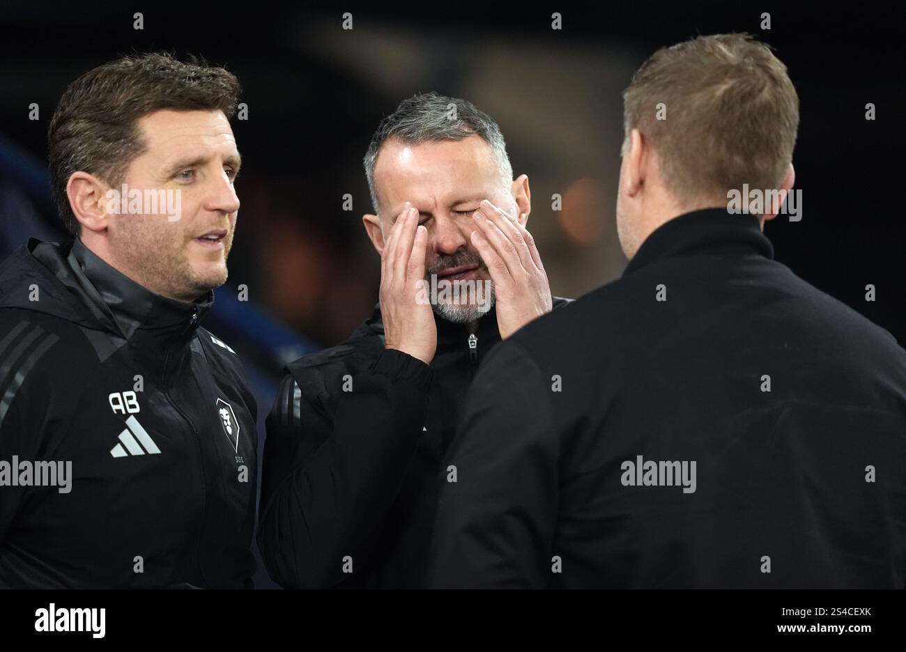 Salford City manager Karl Robinson with Alex Bruce (left) and Director ...