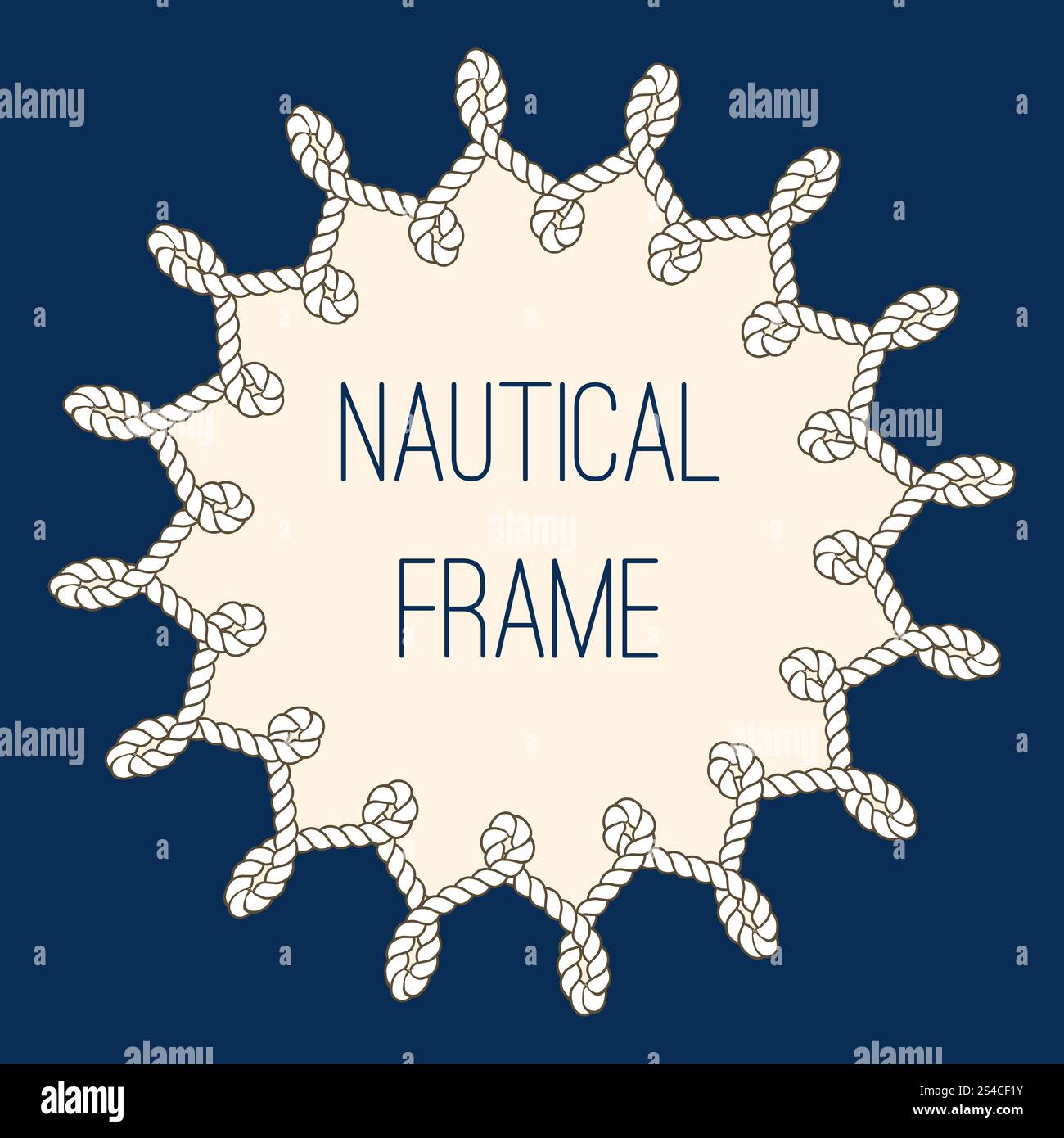 Nautical ropes frame over navy blue background. Intertwined nautical ...