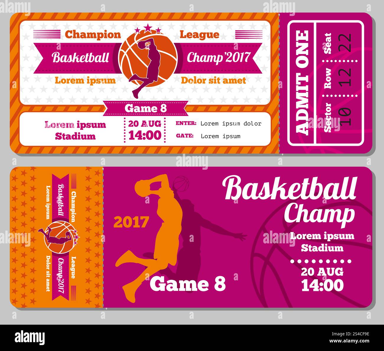 Modern basketball ticket vector template. Modern basketball ticket ...