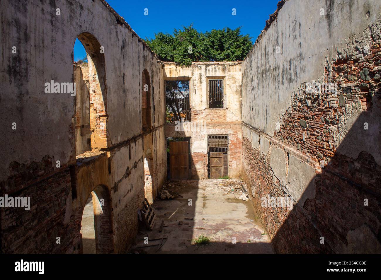Traveling through La Guaira, Venezuela. Ruins of colonial houses in the ...