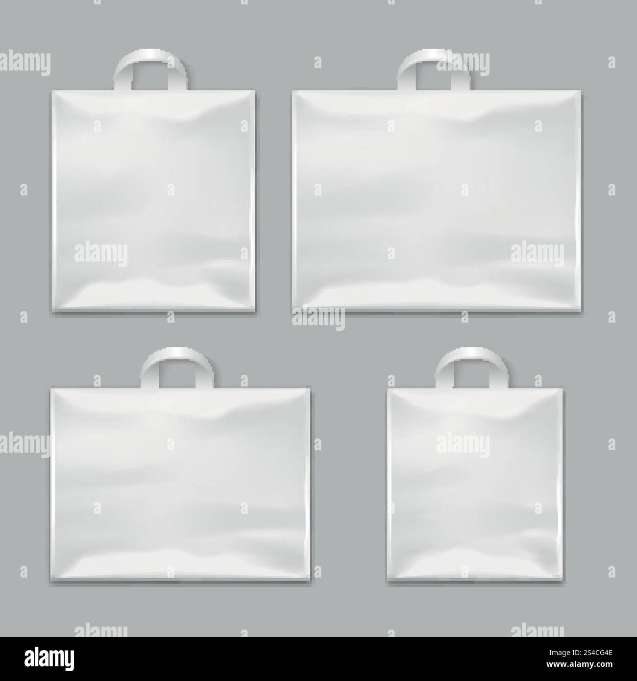 White empty reusable plastic shopping bags with handles vector ...