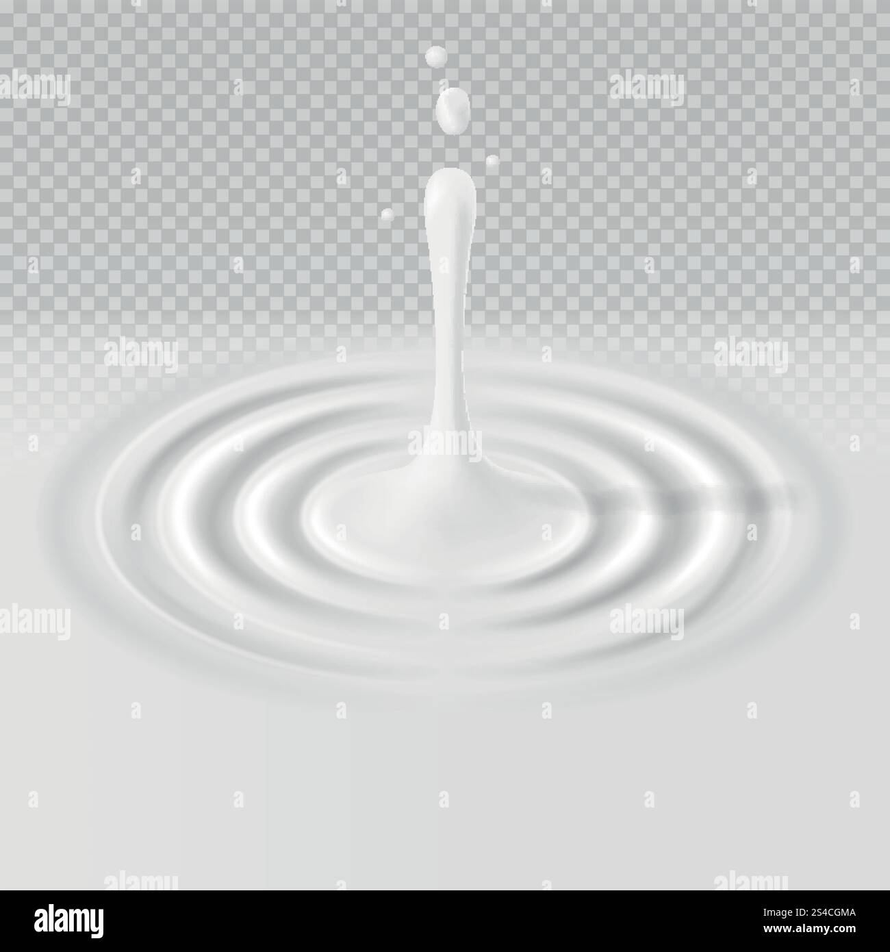 White falling drop with ripple surface vector illustration. White ...