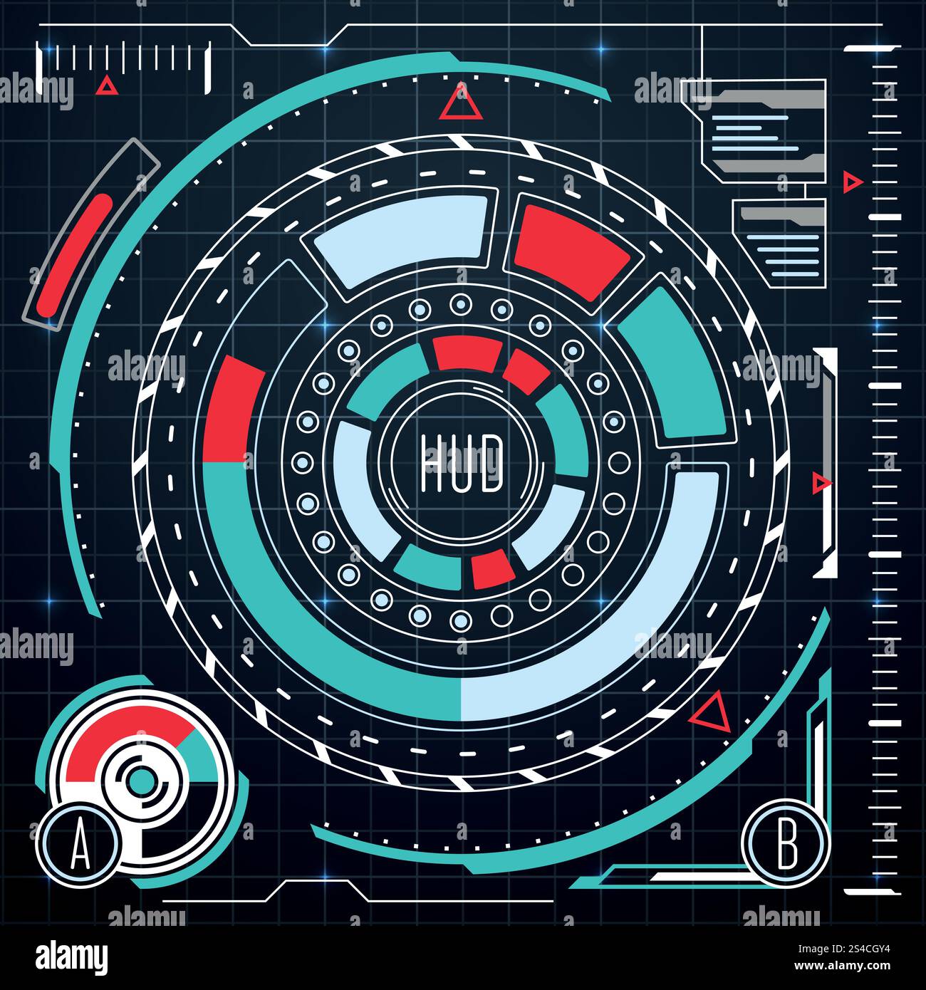 Futuristic user interface elements vector set. HUD ui for virtual touch screen monitor ...