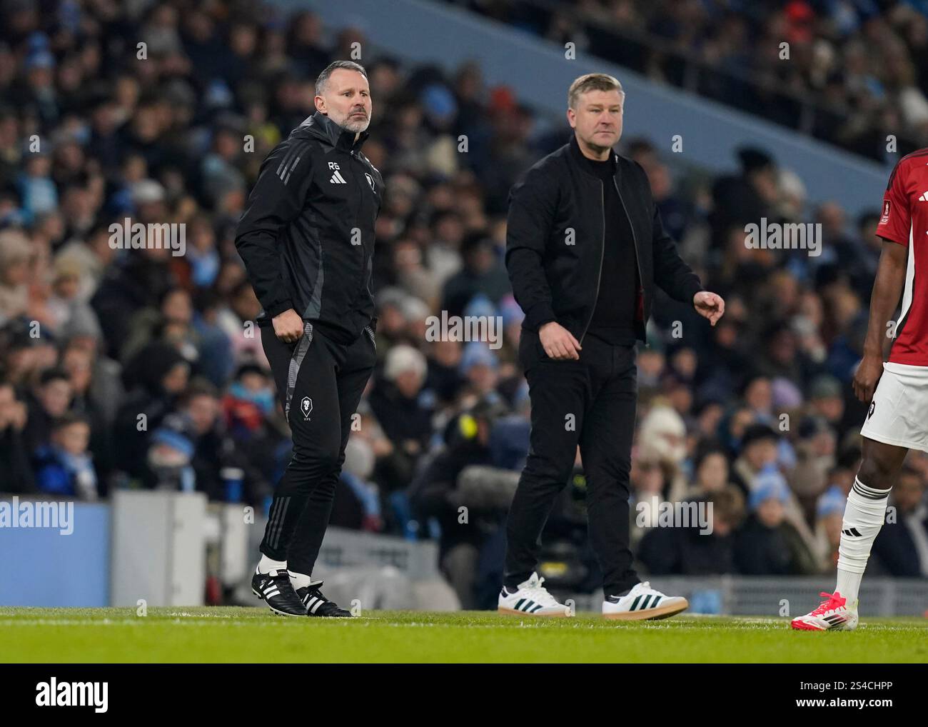 Manchester, UK. 11th Jan, 2025. Ryan Giggs of Salford City looks on ...