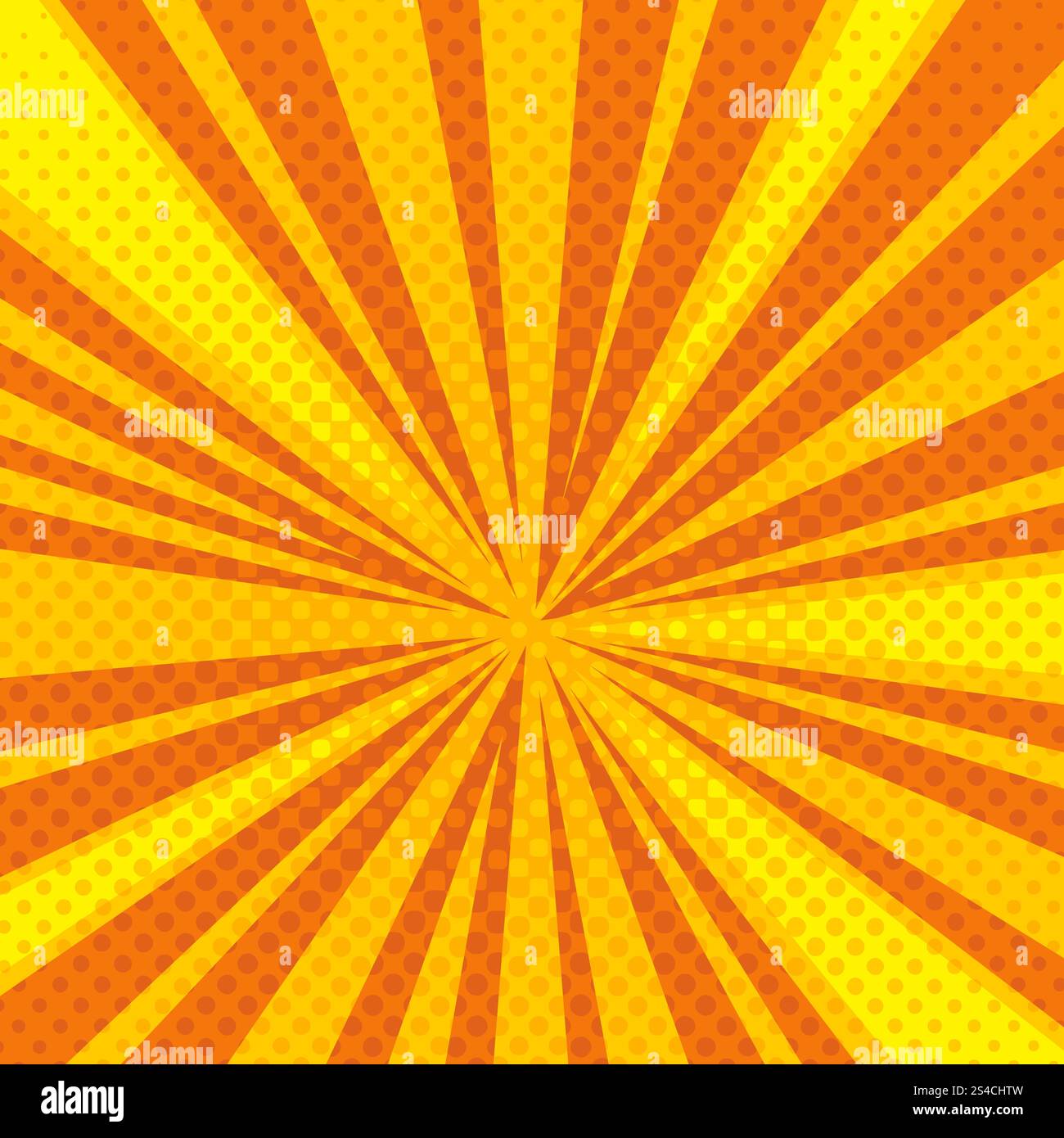 Pop art cartoon retro blast, sunburst vector background with halftone ...