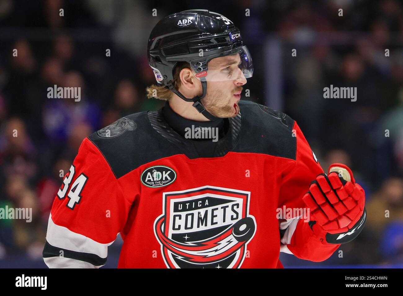 Rochester, New York, USA. 10th Jan, 2025. Utica Comets forward Adam ...