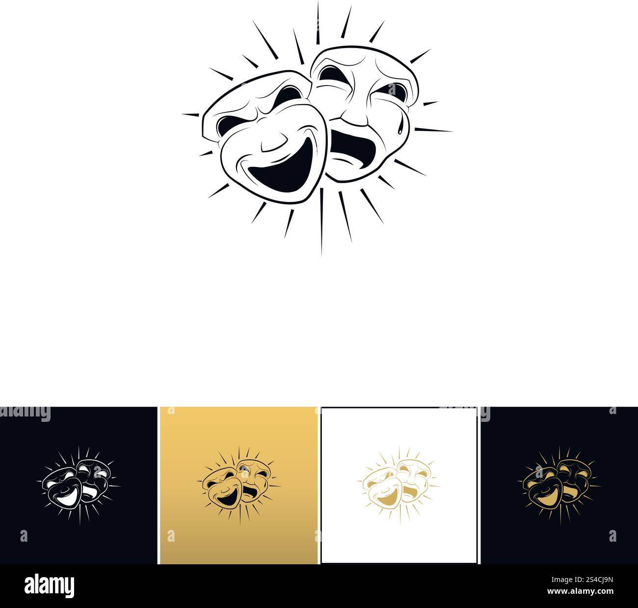 Theatrical comedy and tragedy masks vector icon. Theatrical comedy and ...