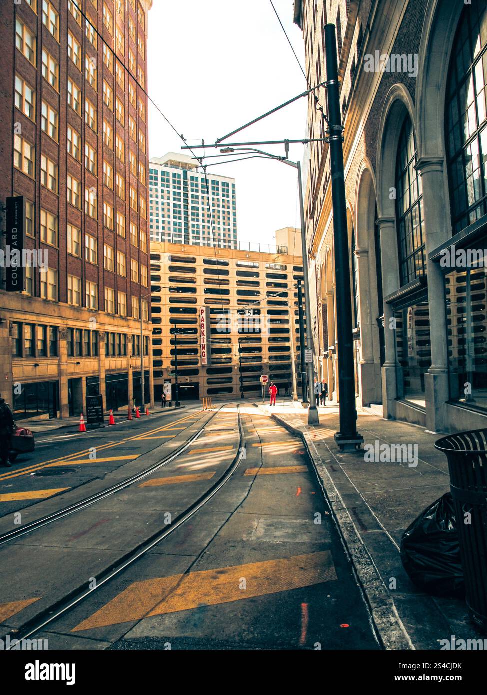 Street view of Downtown Atlanta Georgia with street car tracks Stock ...