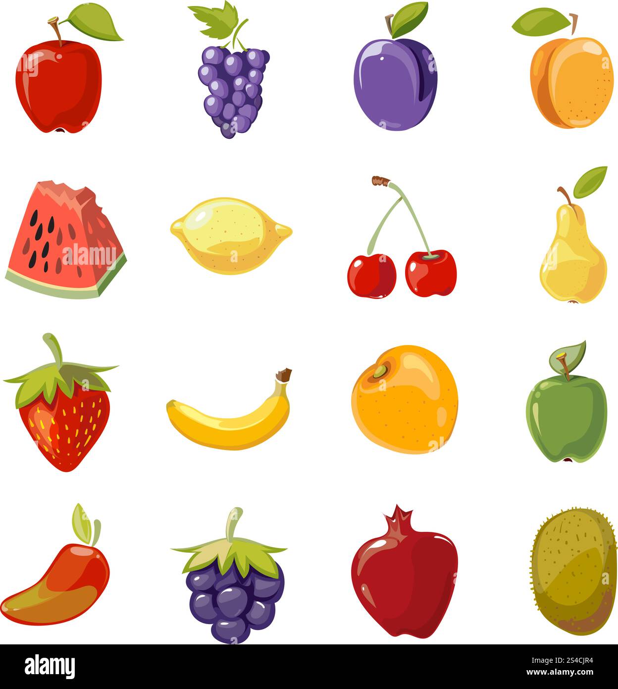 Fruit icons in cartoon style. Fruit icons in cartoon style. Fruit for ...