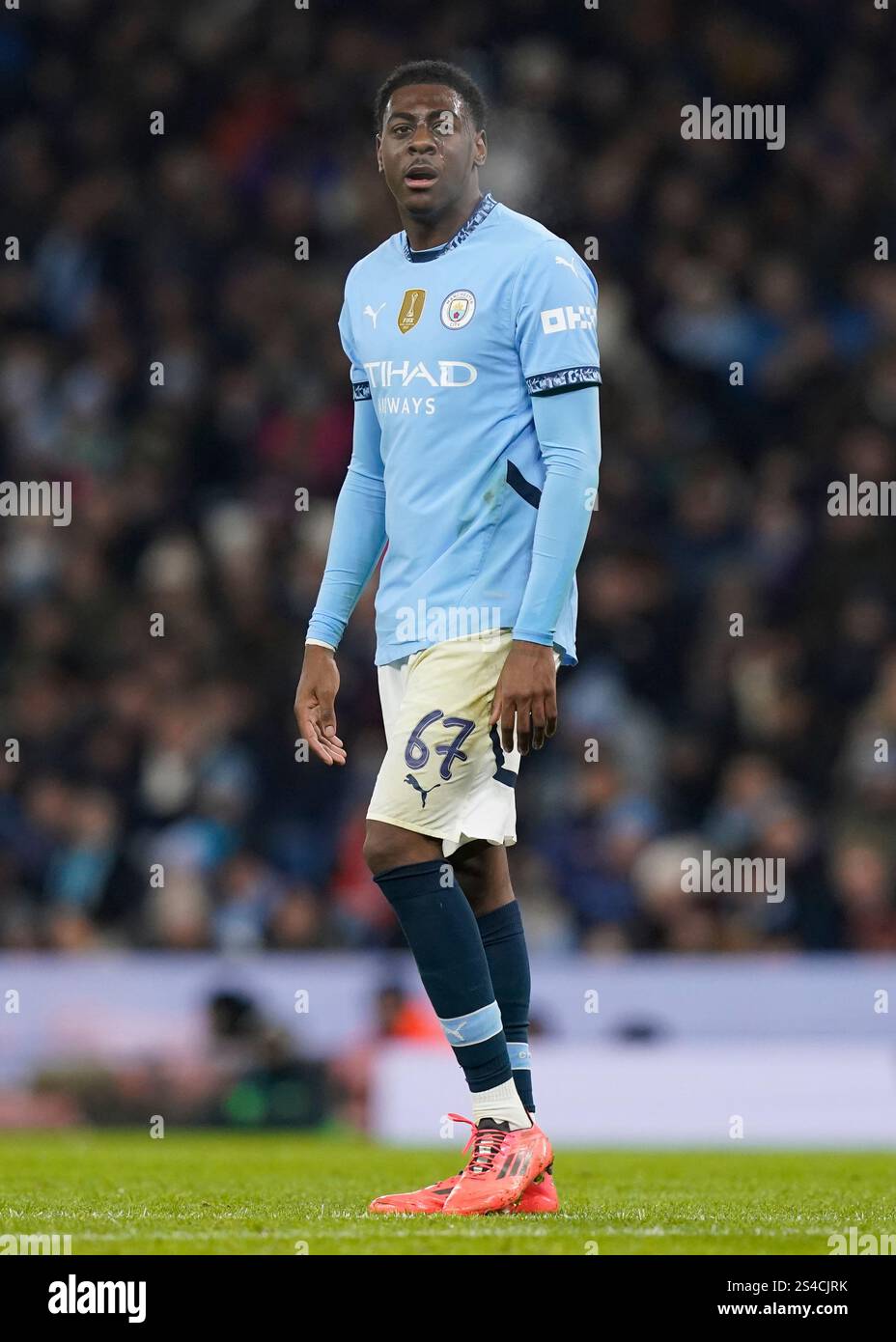 Manchester, UK. 11th Jan, 2025. Divin Mubama of Manchester City during ...