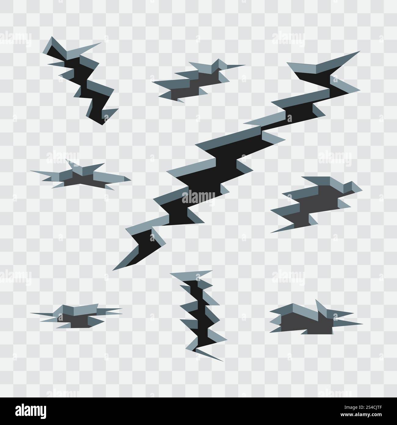 Cartoon cracks in the ground isolated on transparent checkered ...