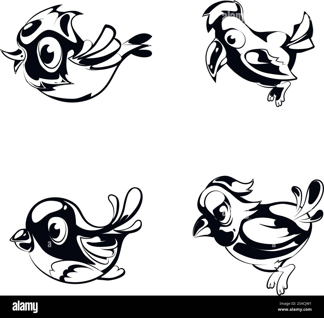 Birds in simple style on white background. Birds in simple style on ...
