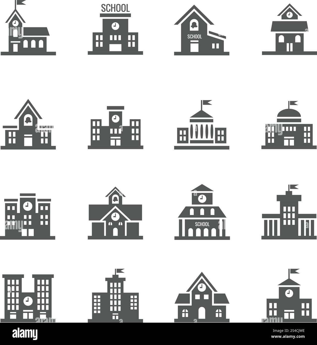 School building vector icons set. School building vector icons set ...