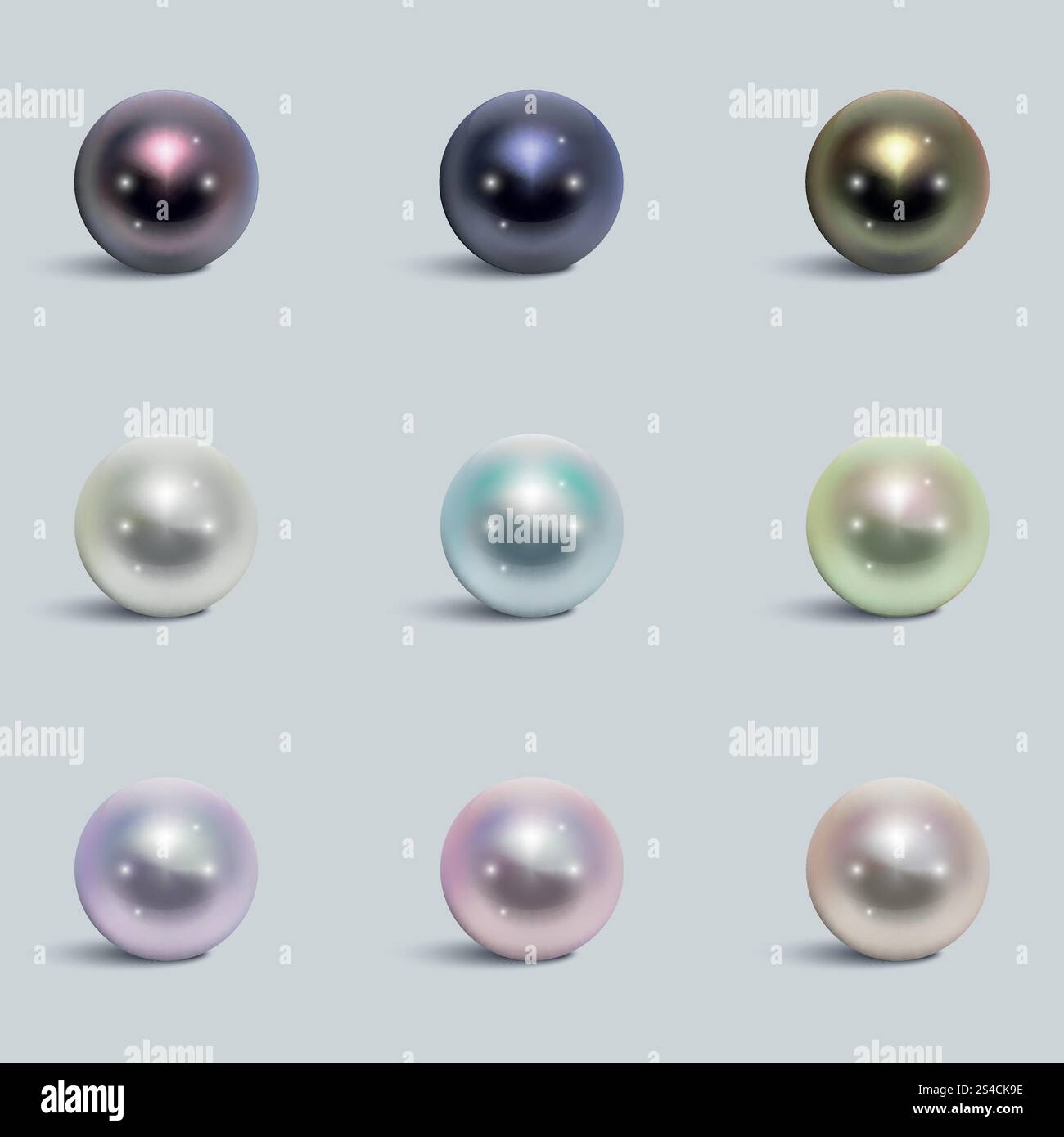 Realistic varicoloured pearls vector set. Realistic varicoloured pearls ...