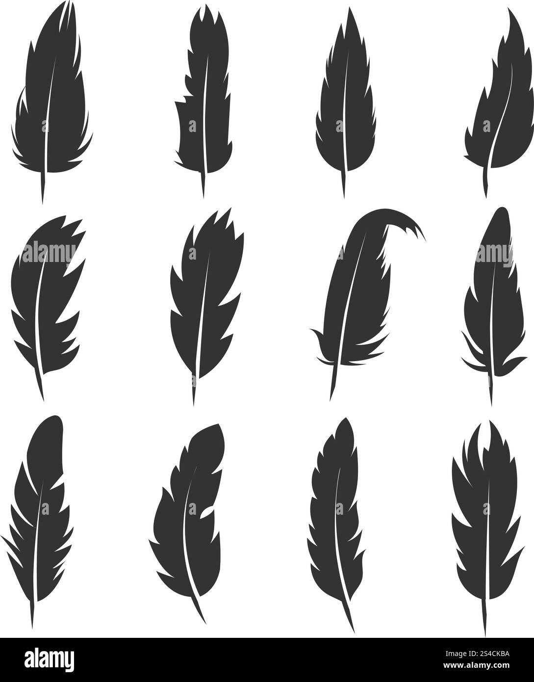 Feather, antique pen black vector icons isolated on white background ...