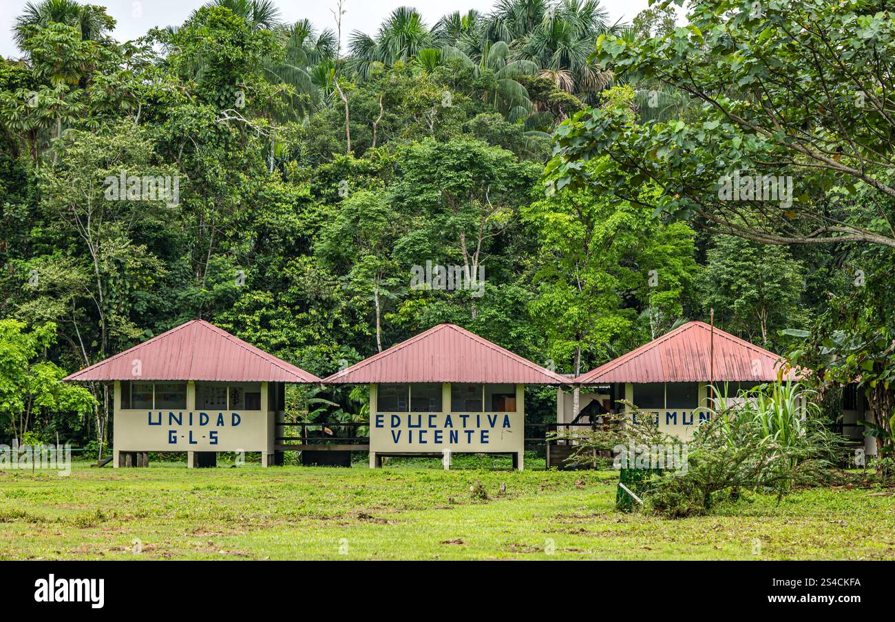 Huts at Education Center, Napo Cultural Centre, Amazon rainforest ...